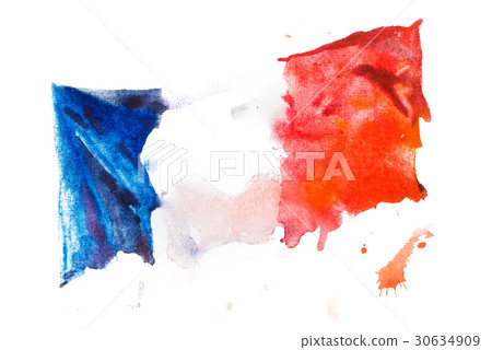 Flag of France, hand drawn watercolor illustration - Stock Illustration ...