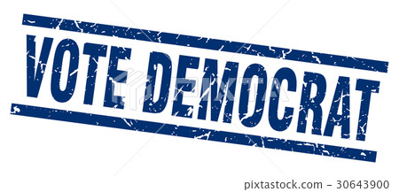 square grunge blue vote democrat stamp - Stock Illustration [30643900 ...