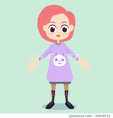 Flat cute girl character design vector - Stock Illustration [30649518 ...