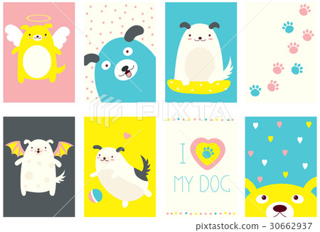 Set of banners with cute dogs - Stock Illustration [30662937] - PIXTA