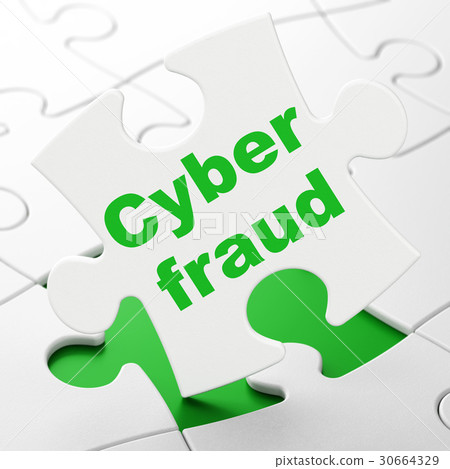 Security concept: Cyber Fraud on puzzle background - Stock Illustration ...