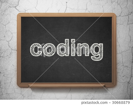 Software concept: Coding on chalkboard background - Stock Illustration ...