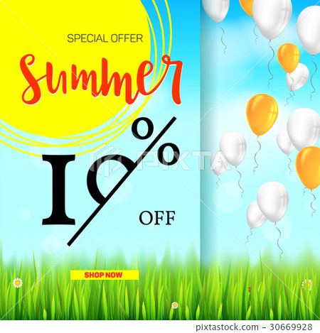 Summer selling ad banner, vintage text design - Stock Illustration ...