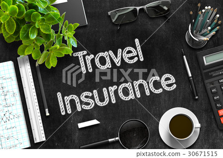 Black Chalkboard with Travel Insurance. 3D - Stock Illustration ...
