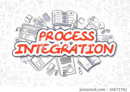 Process Integration - Cartoon Red Word. Business - Stock Illustration ...