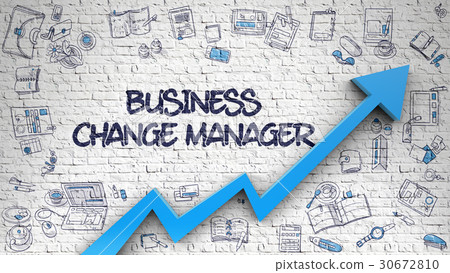 Business Change Manager Drawn on White Brick Wall - Stock Illustration ...