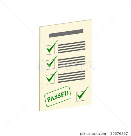 Exam Pass symbol. Flat Isometric Icon or Logo. - Stock Illustration ...