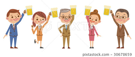 Cheers with draft beer (5 businessmen) - Stock Illustration [30678659 ...