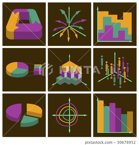 Set of flat icons on stylish background Economic - Stock Illustration ...