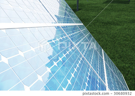3D illustration solar panels. Solar panel produces - Stock Illustration ...