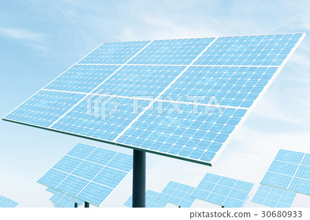 3D illustration solar panels. Solar panel produces - Stock Illustration ...