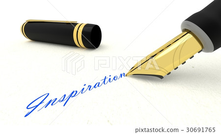 Black fountain pen writing the word inspiration-插圖素材 [30691765] - PIXTA圖庫