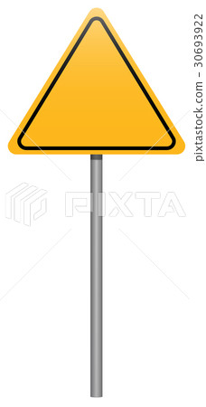 Yellow triangle road sign on stick - Stock Illustration [30693922] - PIXTA