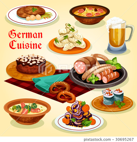 German cuisine national dishes cartoon icon - Stock Illustration ...