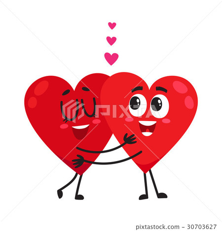 Two hearts hugging, embracing each other, couple - Stock Illustration ...