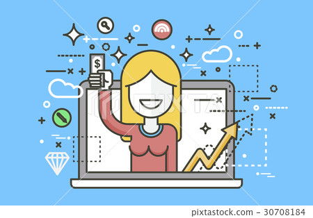 Vector illustration woman money in hand design - Stock Illustration ...