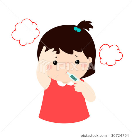 Little girl got high temperature vector cartoon.. - Stock Illustration ...