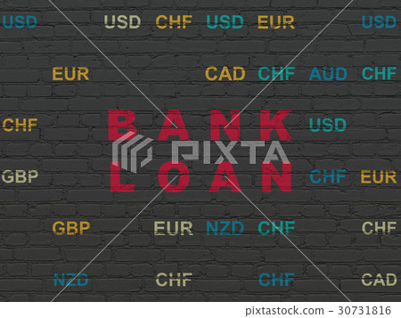 Banking concept: Bank Loan on wall background - Stock Illustration ...