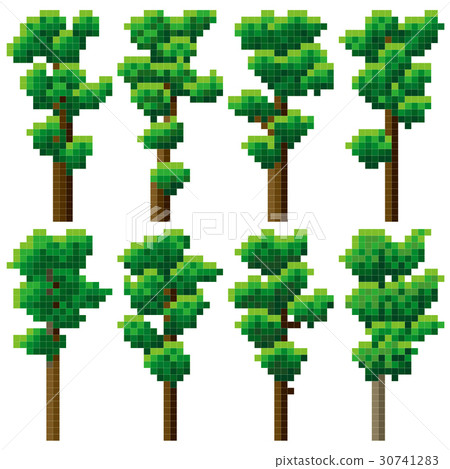 Set of pixel high tree. - Stock Illustration [30741283] - PIXTA