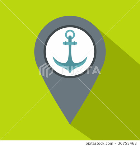 Gray map pointer with anchor symbol icon - Stock Illustration [30755468 ...