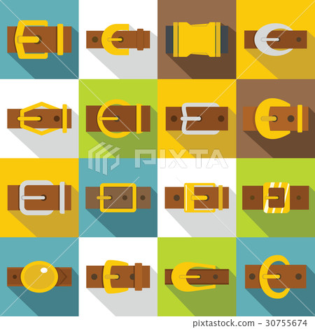 Belt buckles icons set, flat style - Stock Illustration [30755674] - PIXTA