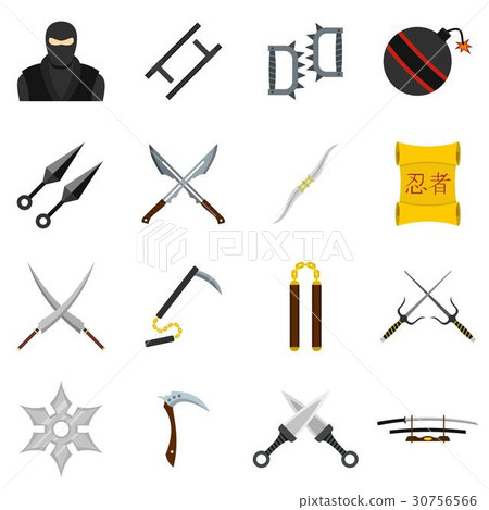 Ninja tools icons set in flat style - Stock Illustration [30756566] - PIXTA