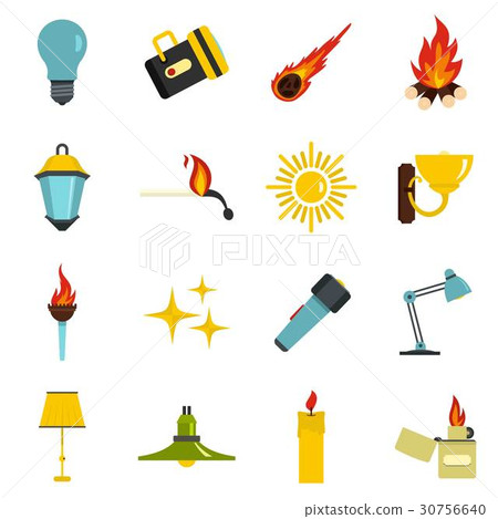 Light source symbols icons set in flat style - Stock Illustration ...