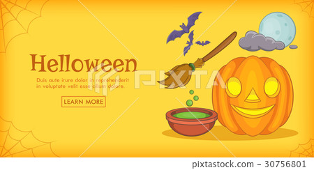 Haloween magic horizontal banner, cartoon style - Stock Illustration ...