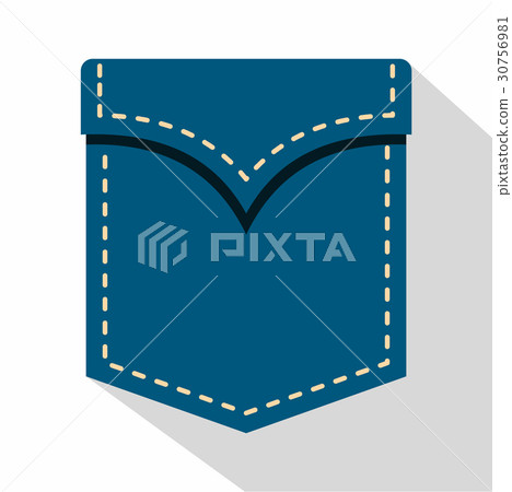 Blue pocket symbol icon, flat style - Stock Illustration [30756981] - PIXTA