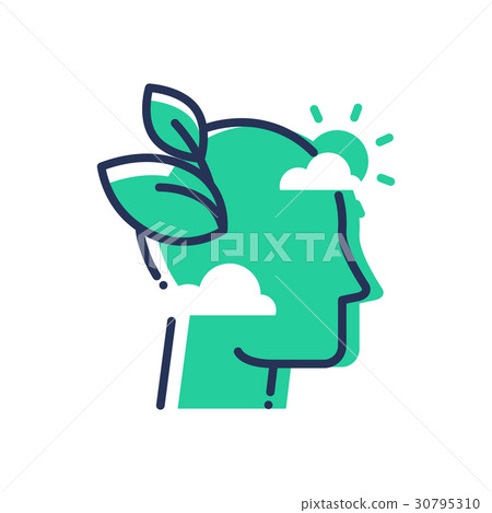 Green Mind - modern vector single line icon - Stock Illustration ...