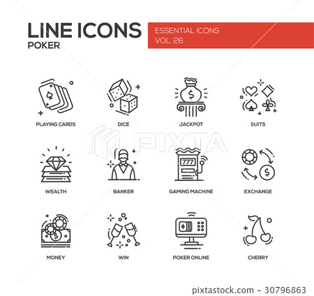 Poker - line design icons set - Stock Illustration [30796863] - PIXTA