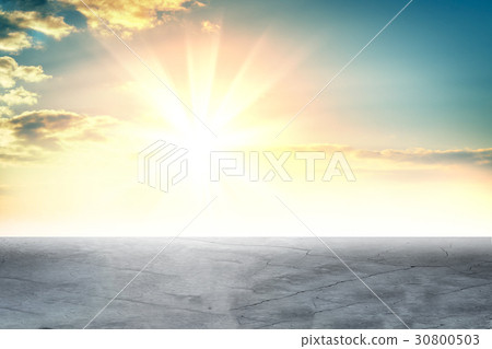 Concrete plane against the background of sunrise - Stock Illustration ...