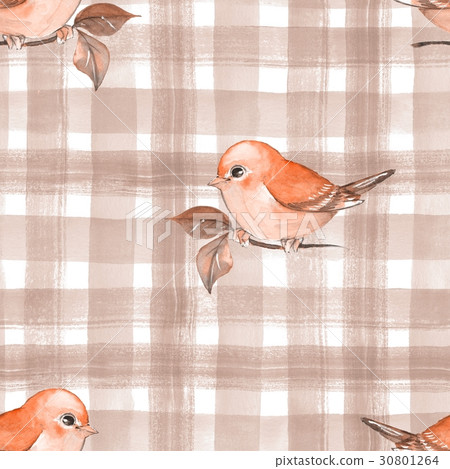 Watercolor background with birds - Stock Illustration [30801264] - PIXTA