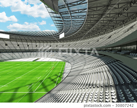 Beautiful modern rugby stadium with white seats - Stock Illustration ...