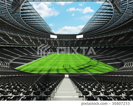 Beautiful modern rugby stadium with black seats - Stock Illustration ...