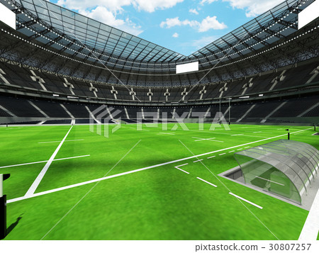 Beautiful modern rugby stadium with black seats - Stock Illustration ...