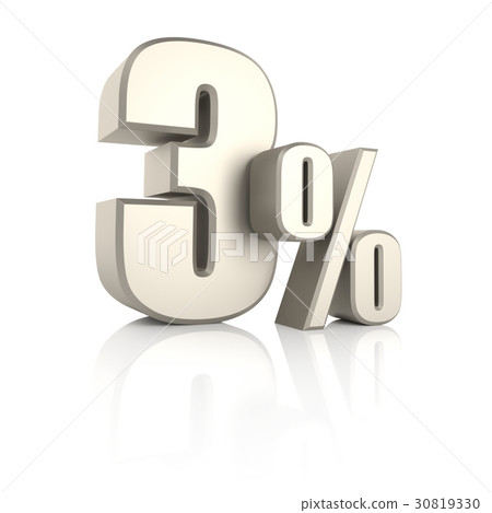 3 Percent isolated on White Background. 3d Render - Stock Illustration ...