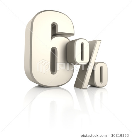 6 Percent isolated on White Background. 3d Render - Stock Illustration ...