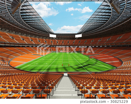 Beautiful modern rugby stadium with orange seats - Stock Illustration ...