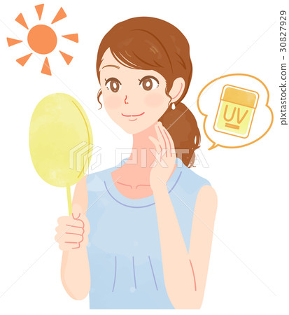 做紫外線關心的婦女的例證-插圖素材 [30827929] - PIXTA圖庫
