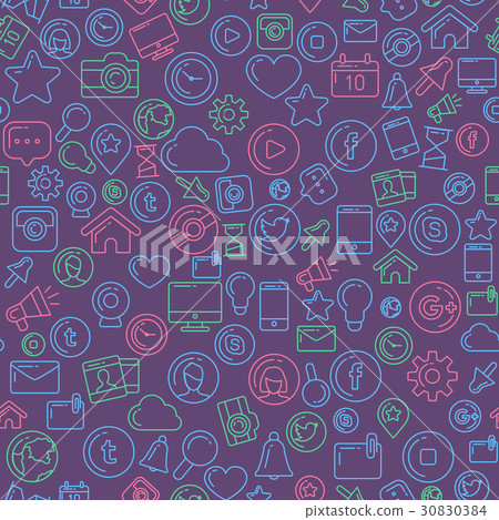 Social Media Colorful Seamless Pattern - Stock Illustration [30830384 ...