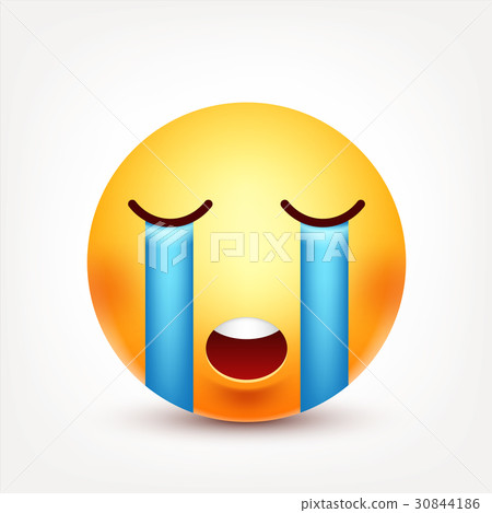 Smiley cry,smiling emoticon. Yellow face with - Stock Illustration ...