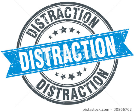 distraction round grunge ribbon stamp - Stock Illustration [30866762 ...