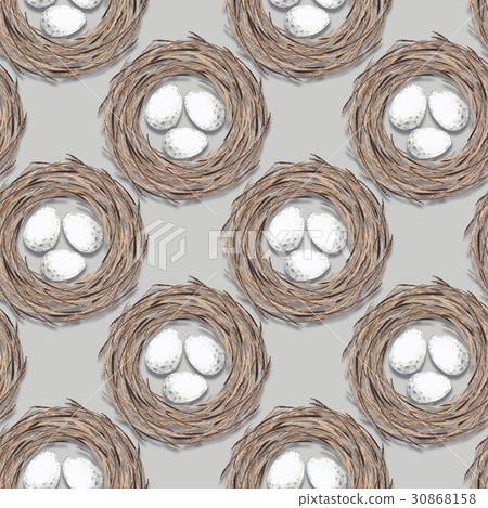 Birds nest with eggs. Seamless pattern - Stock Illustration [30868158 ...