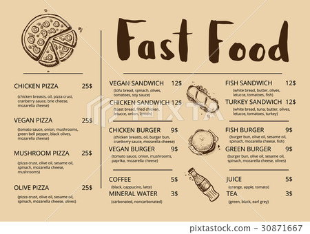 Hand drawn restaurant menu design - Stock Illustration [30871667] - PIXTA