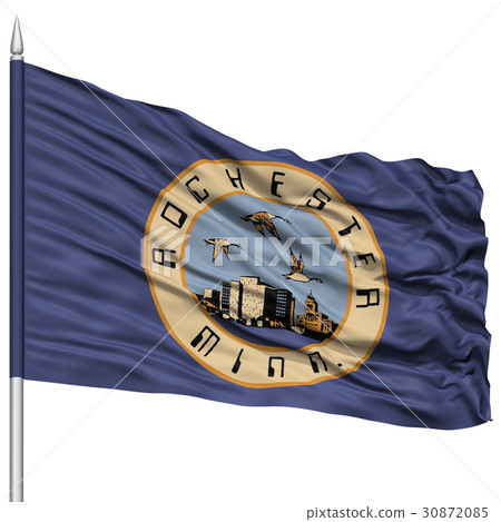 Rochester City Flag on Flagpole, USA - Stock Illustration [30872085 ...