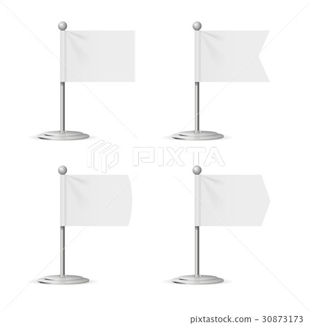 Realistic Template Blank White Flags Pocket Table - Stock Illustration ...