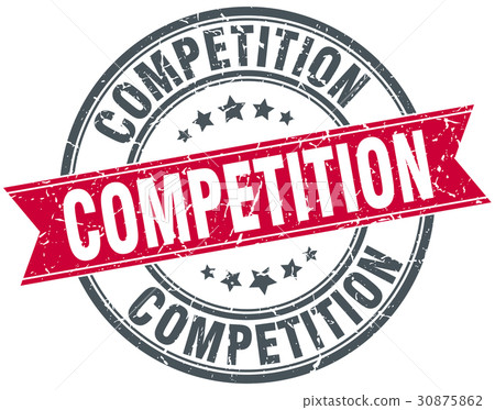 competition round grunge ribbon stamp - Stock Illustration [30875862 ...