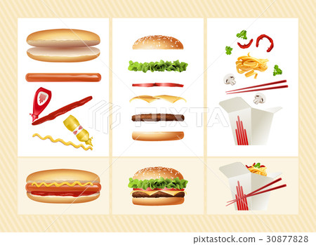 Poster with the ingredients for fast food - Stock Illustration ...
