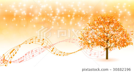 Autumn leaves fall note background - Stock Illustration [30882196] - PIXTA